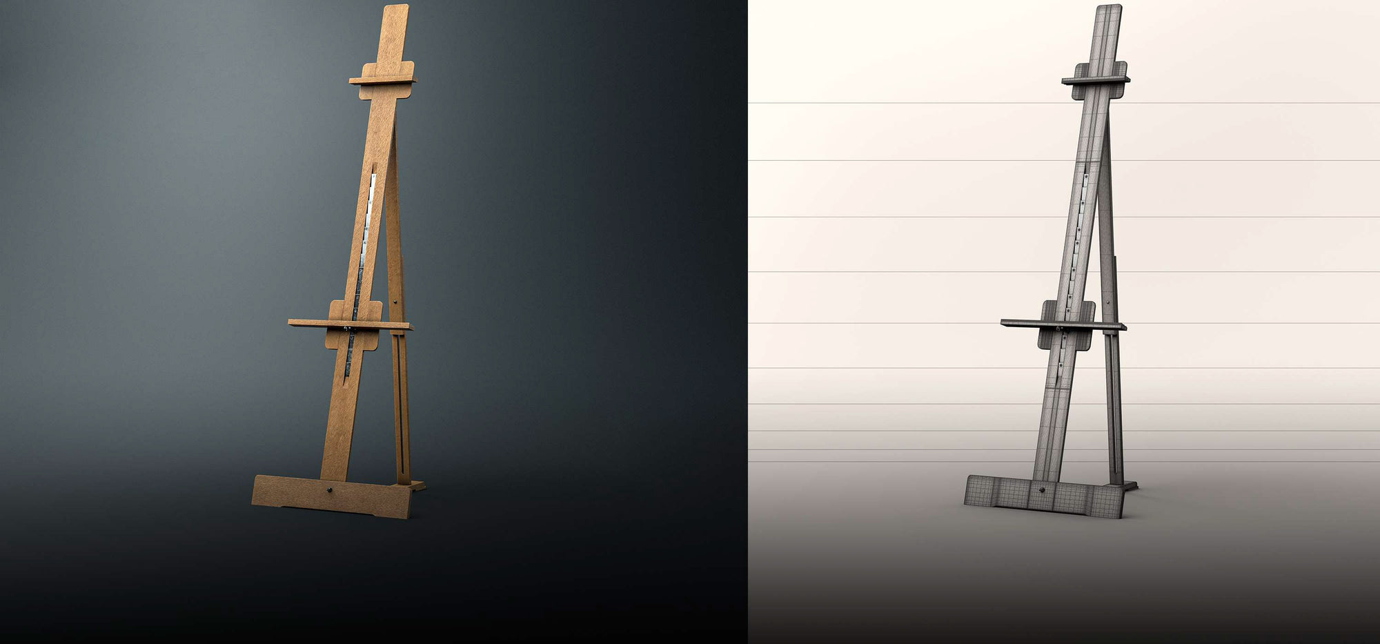 Vintage Floor Easel 3D Model Photoshop | C4D FBX OBJ CGI - PRO EDU
