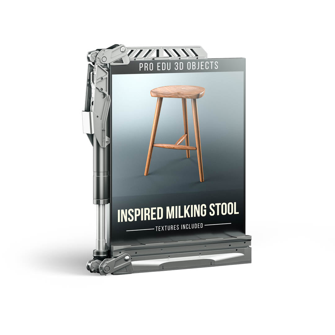 Milking Stool 3D Model Photoshop | C4D FBX OBJ CGI Asset - PRO EDU