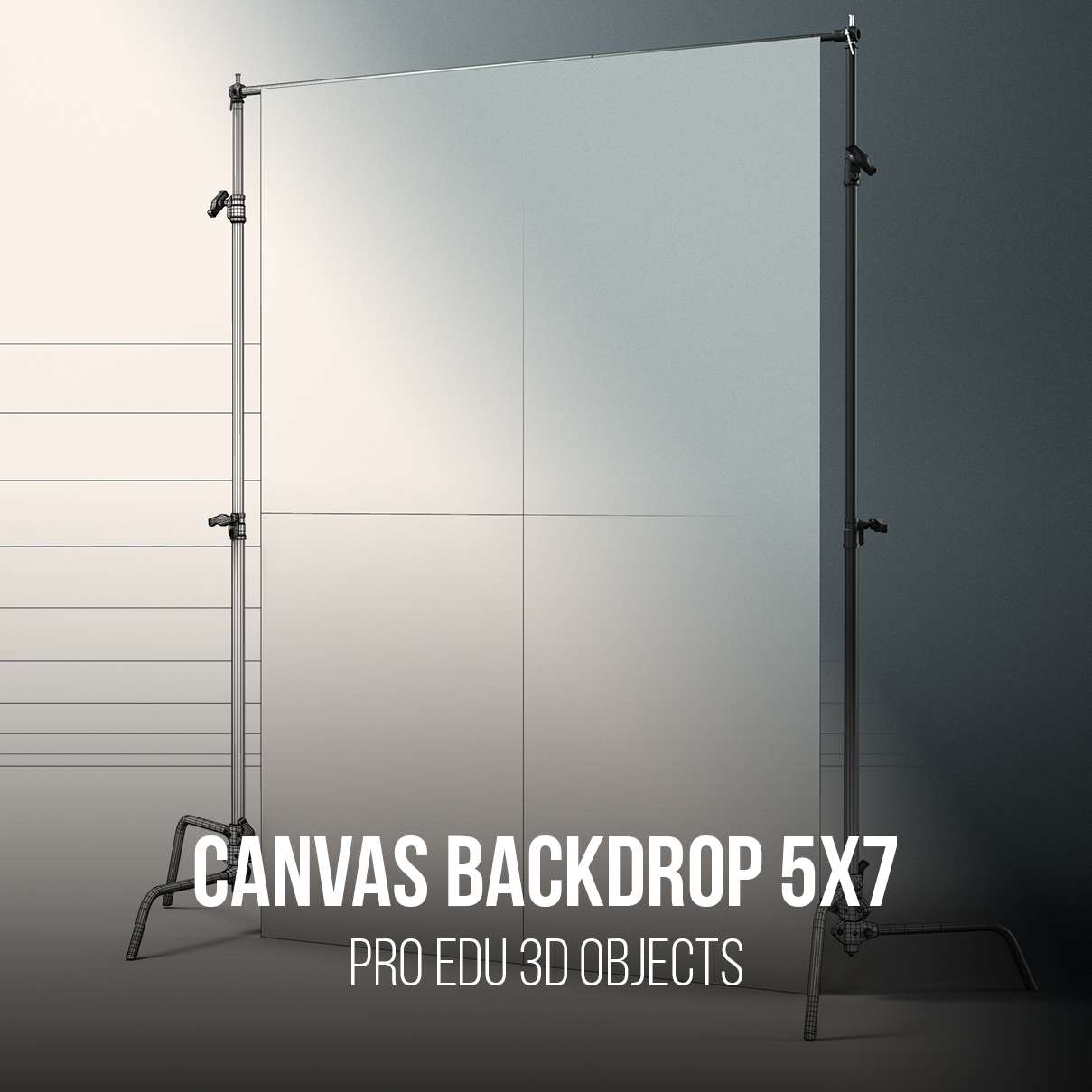 C-Stand Canvas 3D Model | C4D FBX OBJ CGI Asset - PRO EDU