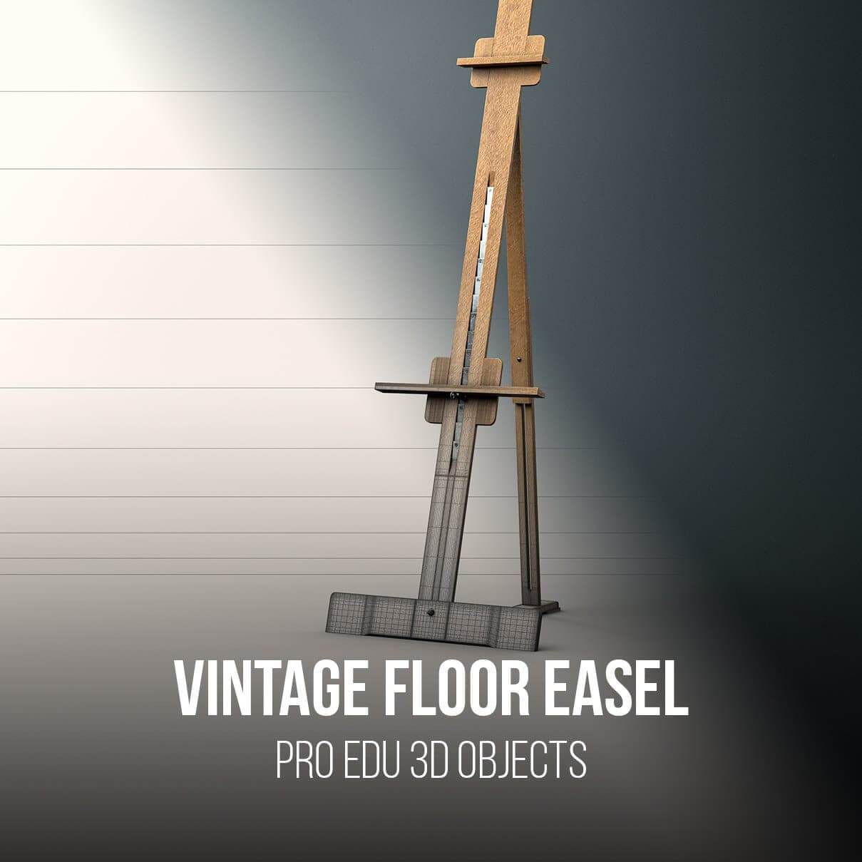 Vintage Floor Easel 3D Model Photoshop | C4D FBX OBJ CGI - PRO EDU